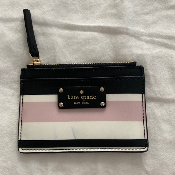 kate spade | Bags | Kate Spade Id Card Holder In Black With White And ...